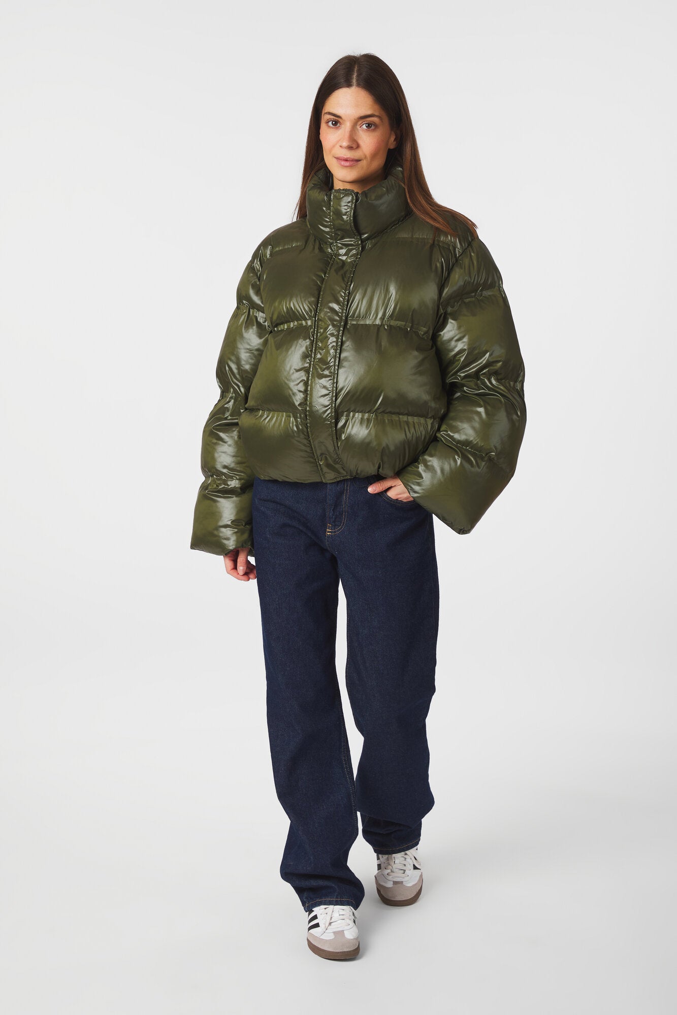 Rhea Shiny Puffer jakke - Olive